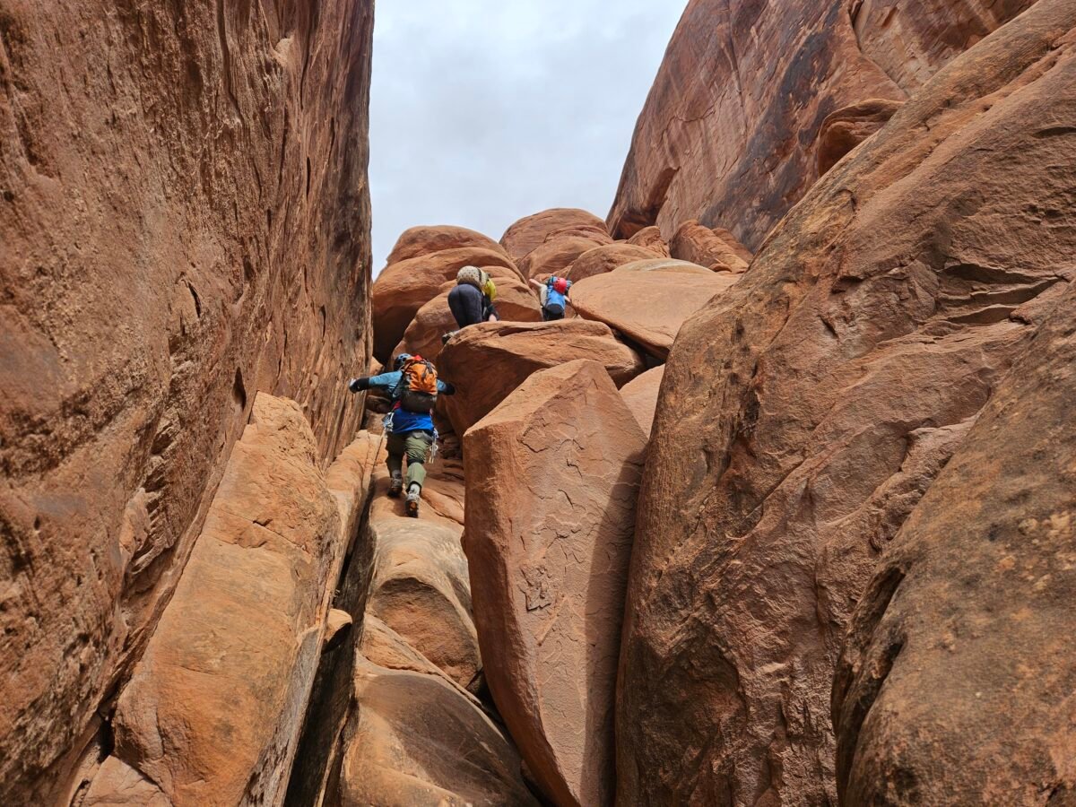 Krill and Lomatium Canyons, Arches NP, Utah – Girl on a rope